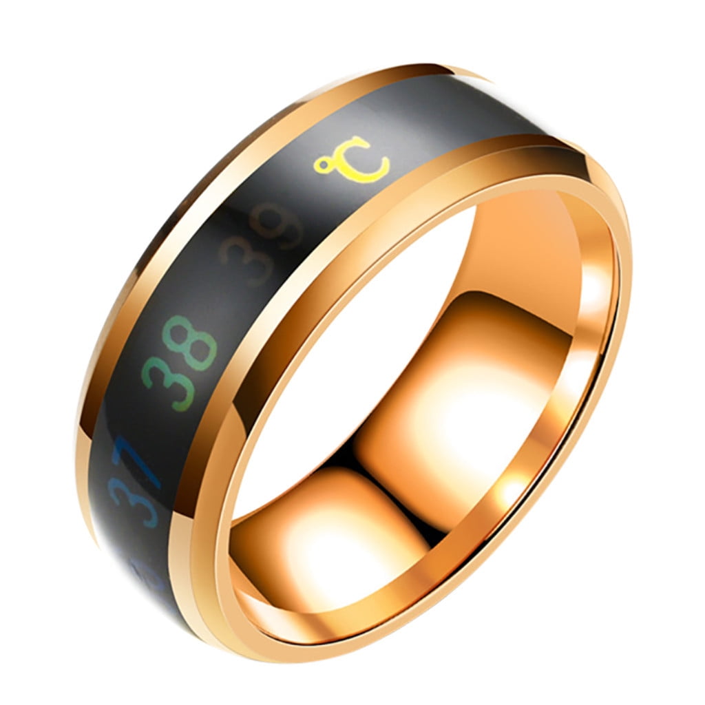 HIMIWAY Fashion Intelligent Temperature Couple Ring Temperature Display ...