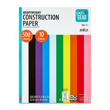 Lightweight Construction Paper, 10 Assorted Colors, 9" x 12", 500 ...