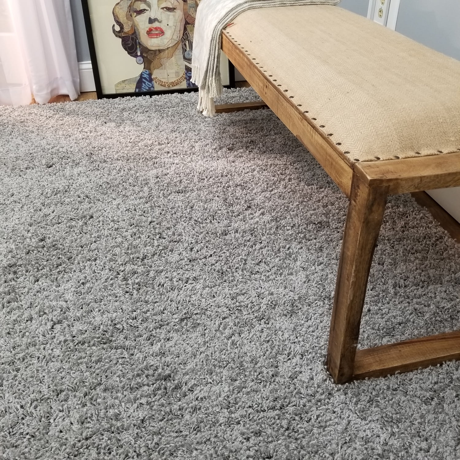 Maxy Home Bella Solid Grey 5 ft. x 7 ft. Shag Area Rug - Walmart.com