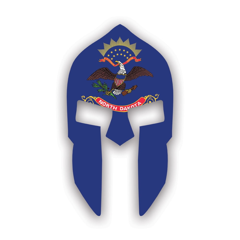 North Dakota Flag Spartan Helmet Sticker Decal - Self Adhesive Vinyl ...
