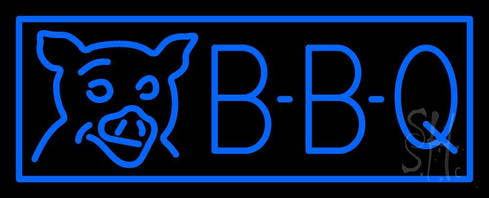 Blue BBQ LED Neon Sign 13 x 32 - inches, Black Square Cut Acrylic ...