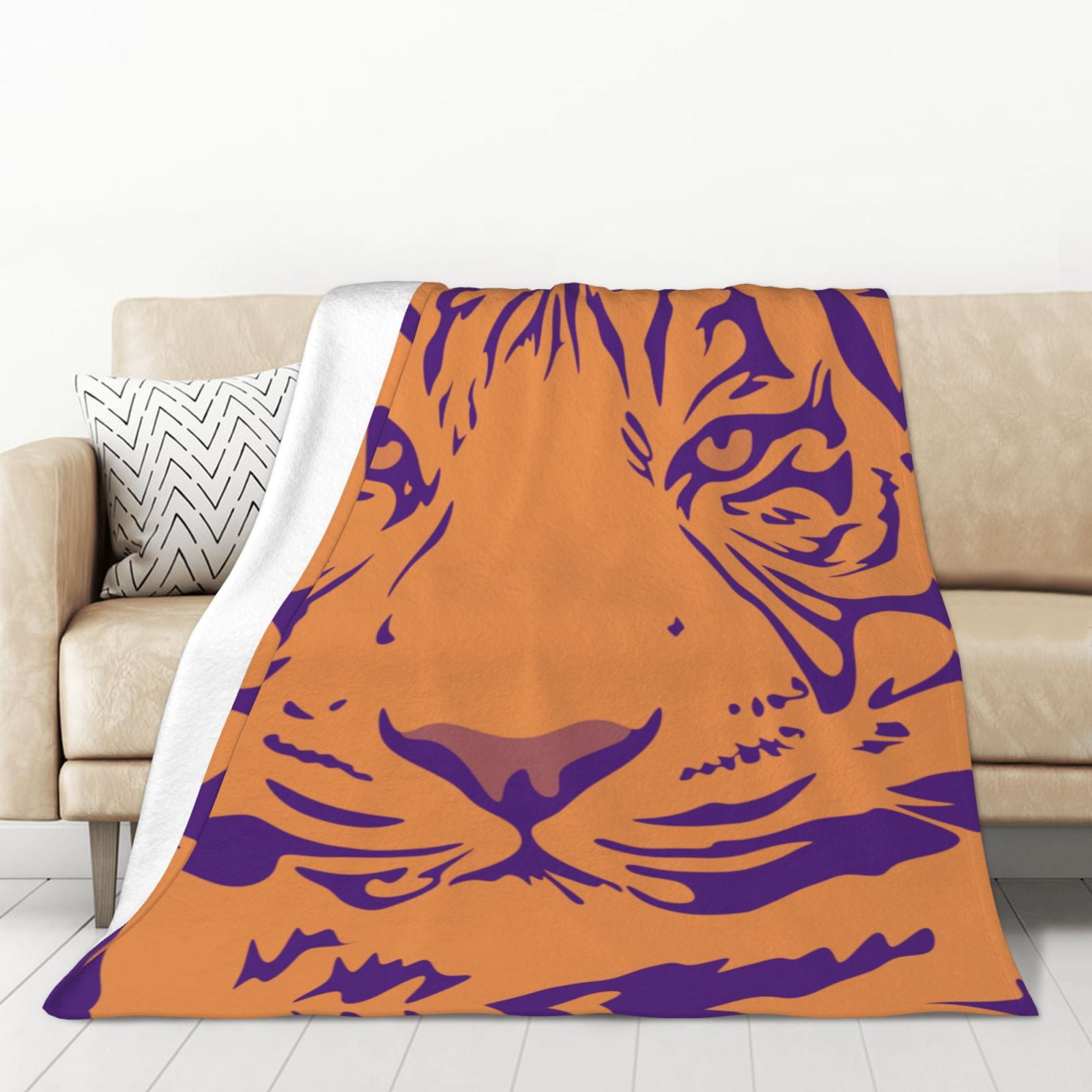 XMXT Throw Blankets, Tiger Art Pattern Yellow Purple Bed Blanket for ...