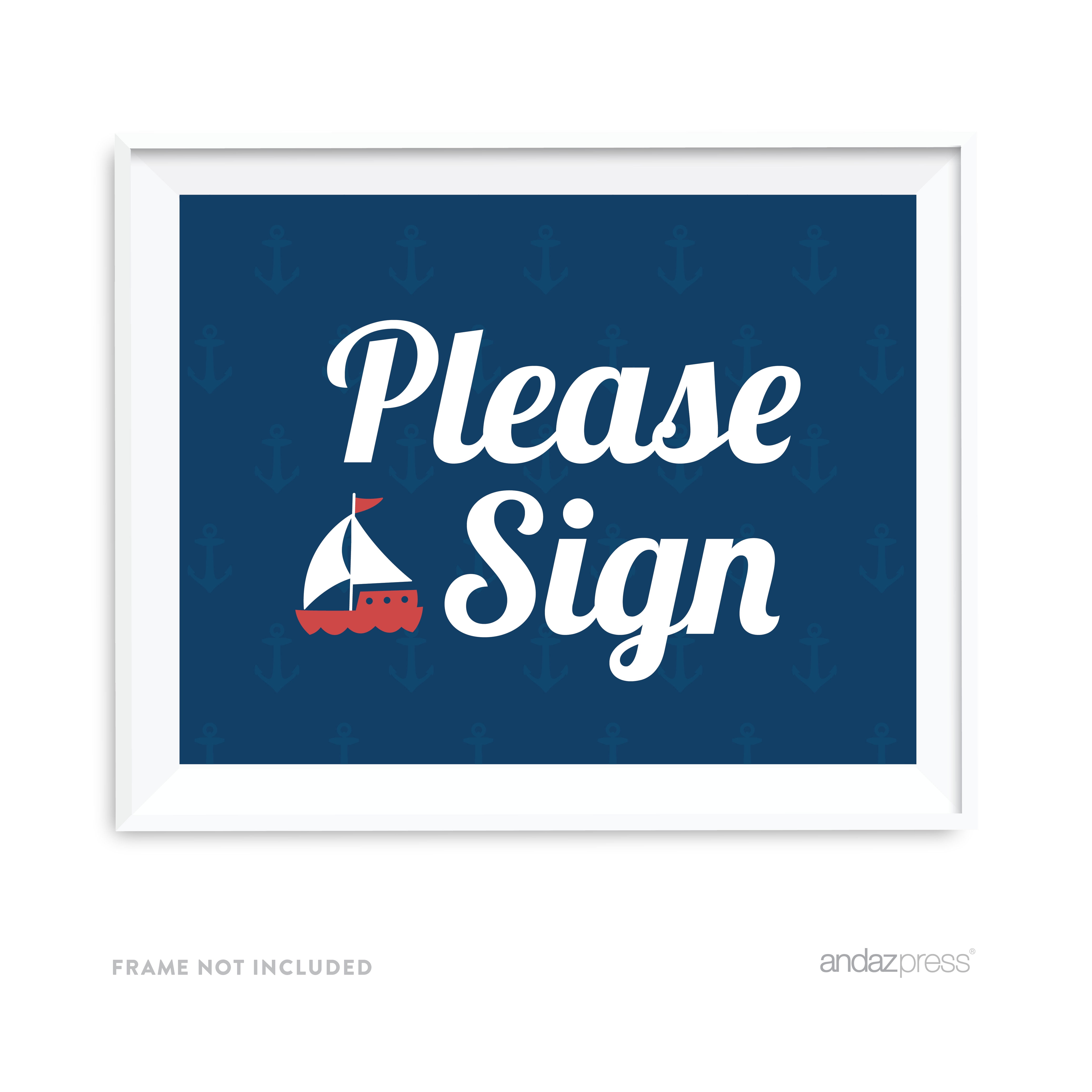 Please Sign Nautical Ocean Adventure Wedding Party Signs - Walmart.com