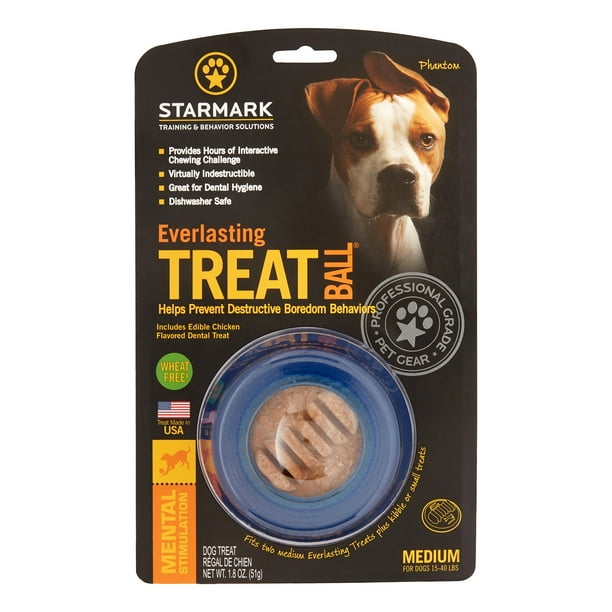 StarMark Everlasting Treat Ball with Dental Dog Toy, Medium, Blue ...