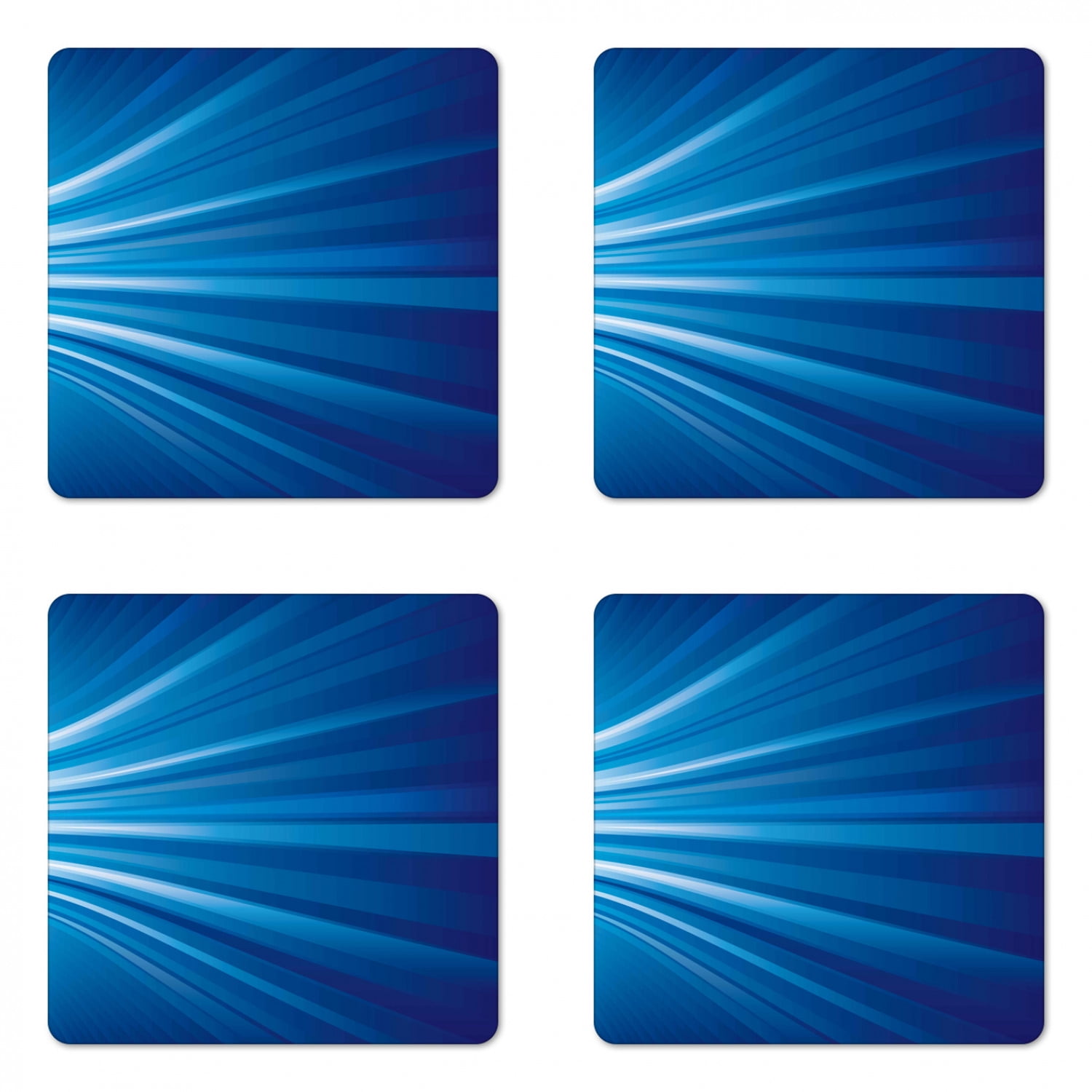 Blue Coaster Set of 4, Abstract Blue Tones Striped Vibrant Futuristic ...