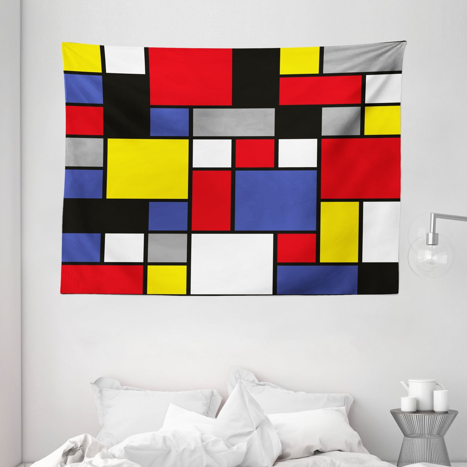 Art Tapestry, Mondrianesque Pop Design with Colorful Squares Lively ...