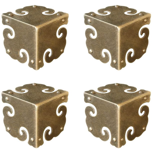 Set of 4 Vintage Pure Brass Corner Protectors for Desktop Jewelry Box ...