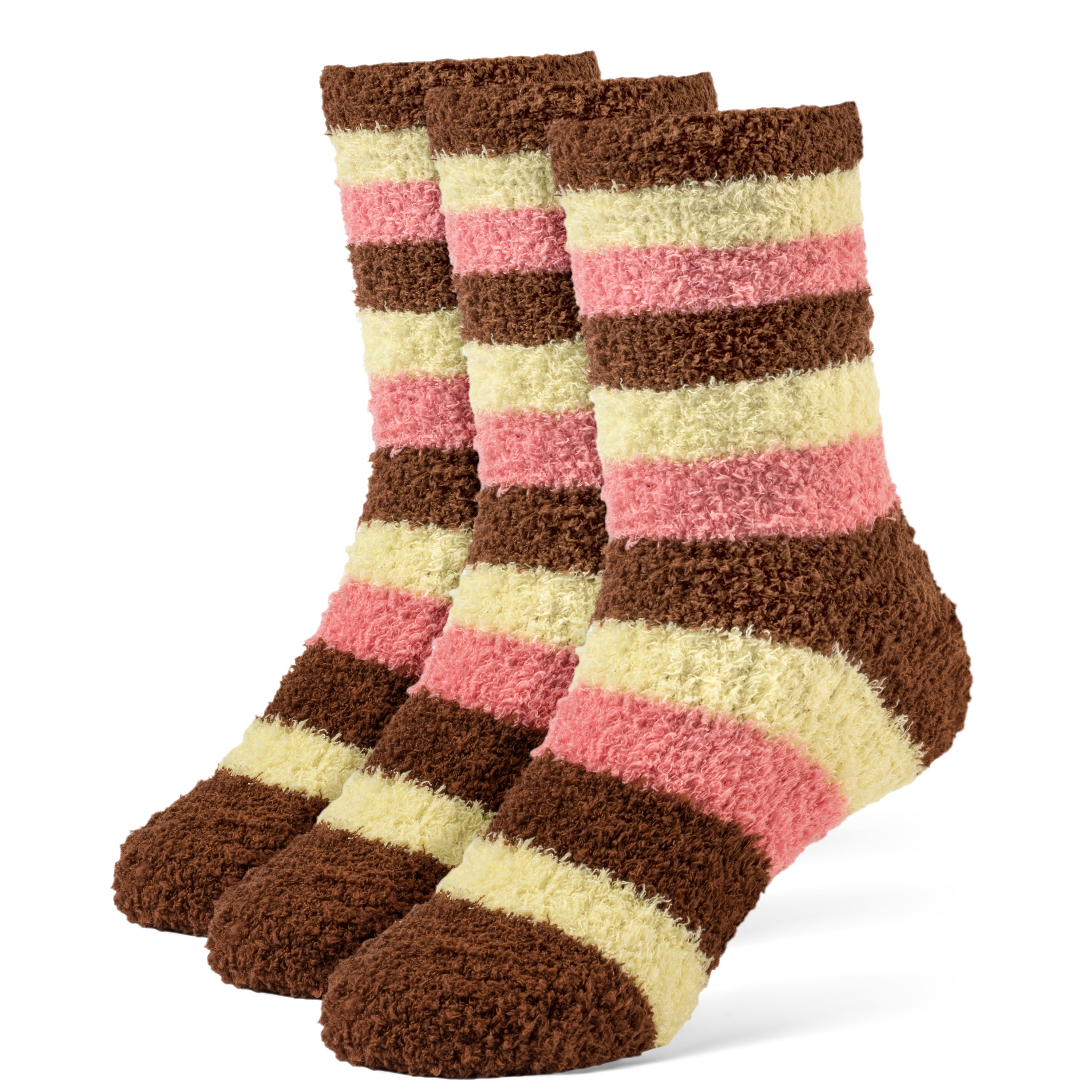 Galiva Girls' Striped Fuzzy Crew Cozy Socks - 3 Pairs - Walmart.com