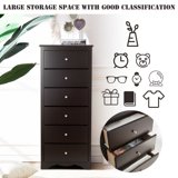 Gymax 6 Drawer Chest Dresser Clothes Storage Bedroom Tall Furniture Cabinet Brown - Walmart.com