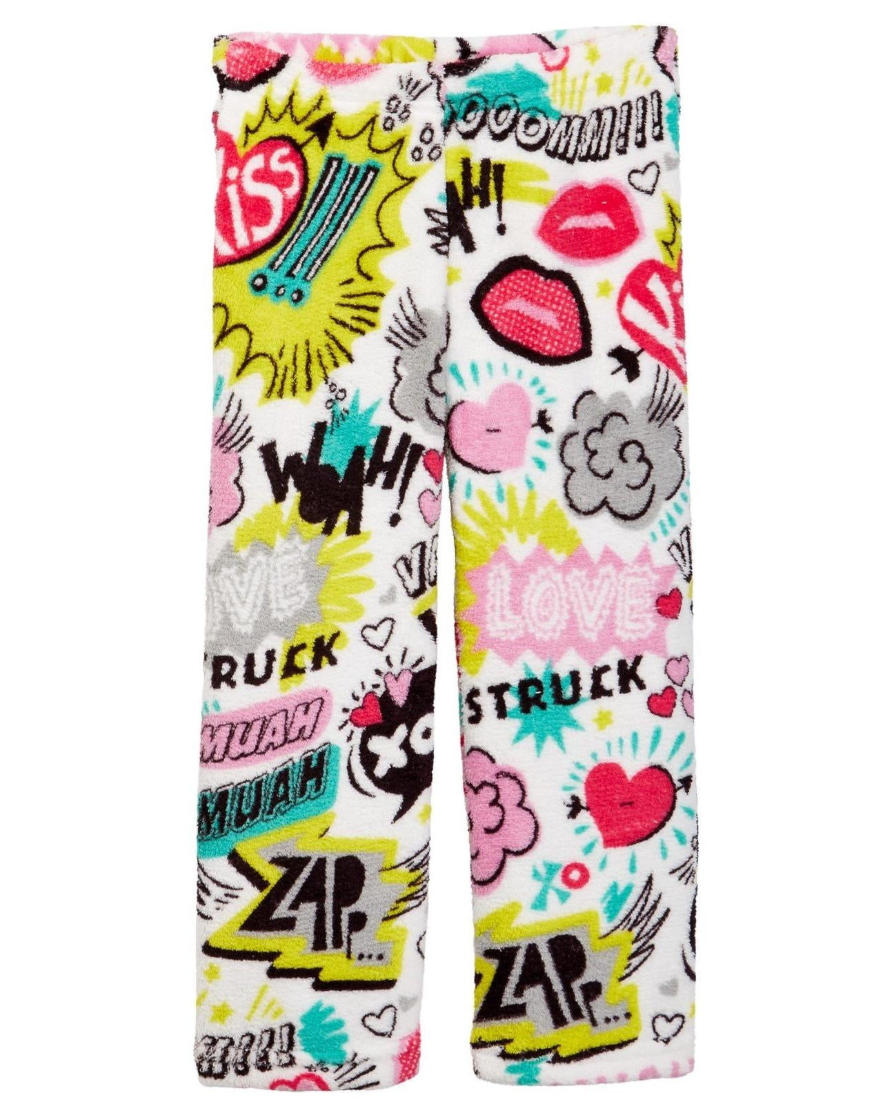 Up Past 8 Big Girls Pajama Pants Plush Female 2T-16, Xo xo, Size: 8 ...