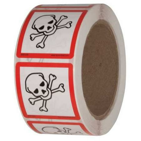 GHS/HazCom 2012: Pictogram Label, Skull and Crossbones, 2" x 2" (Roll ...