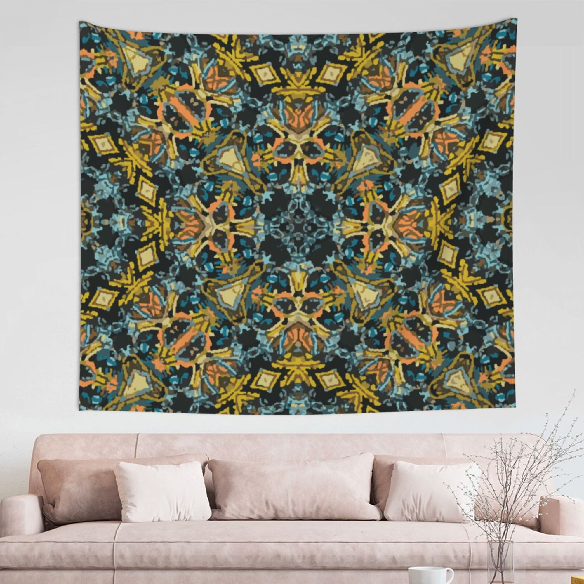 Moroccan Kaleidoscope Style Tapestry, Traditional Texture Wall Decor ...