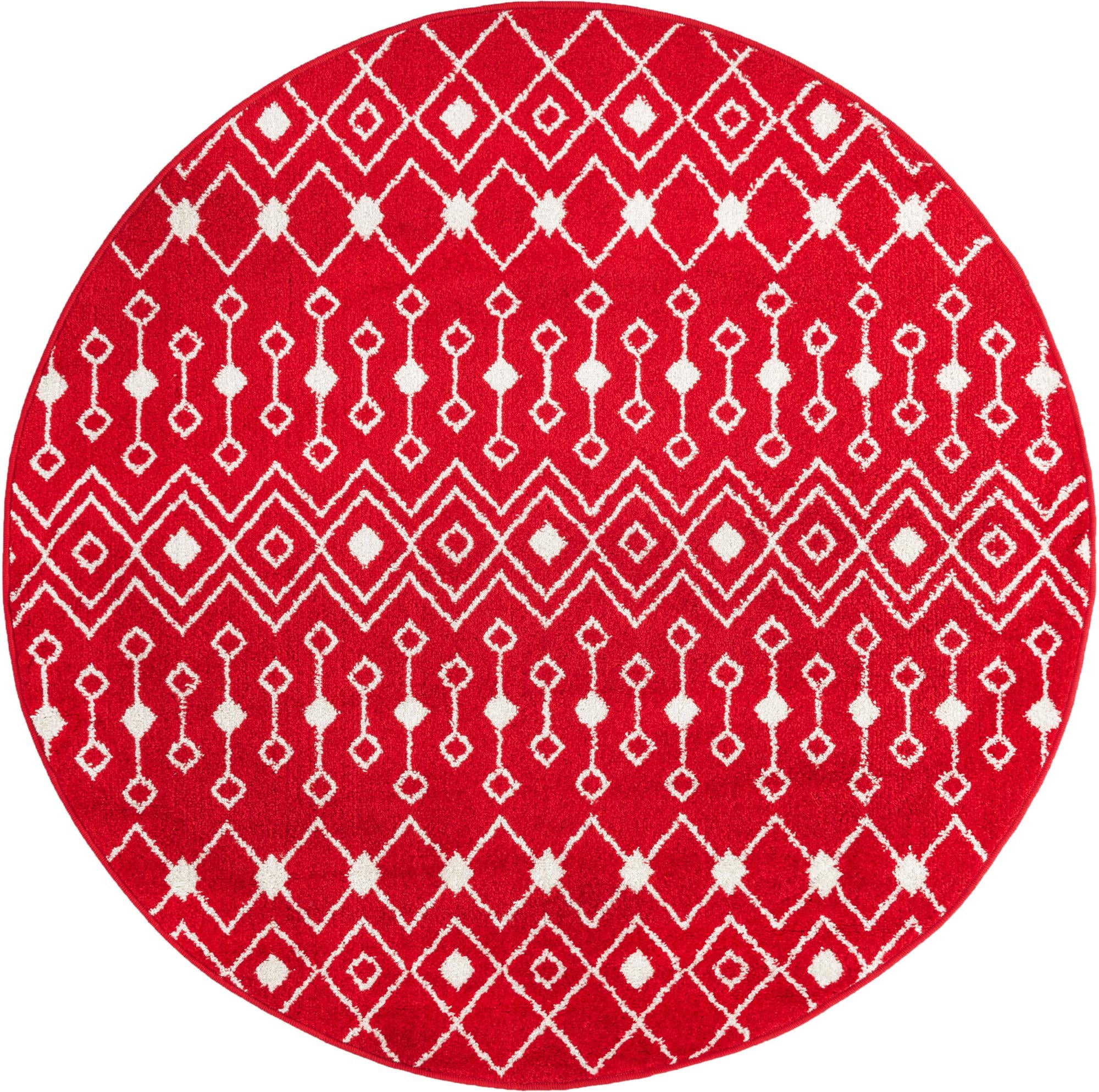Rugs.com Moroccan Trellis Collection Rug – 5 Ft Round Burgundy Red ...