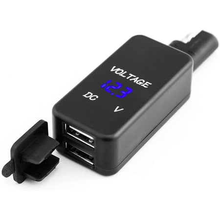 E-riding Motorcycle SAE to USB Plug with Voltmeter Dual USB Charger ...
