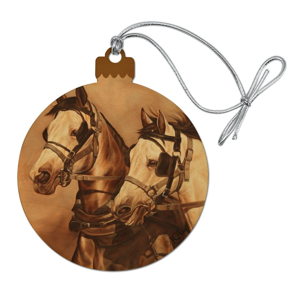 Lead Team Driving Harness Horses Wood Christmas Tree Holiday Ornament ...