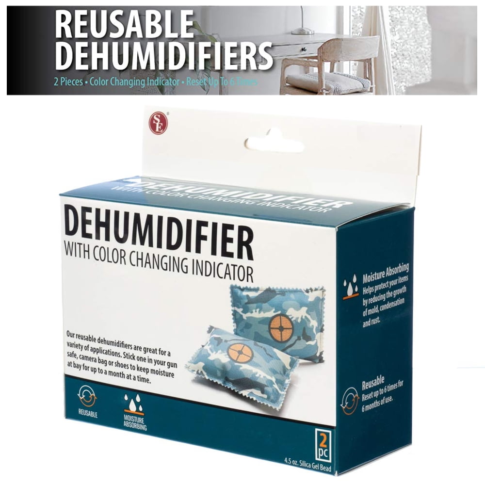 2 Dehumidifier Packs Reusable Silica Gel Safe Moisture Absorber Storage ...