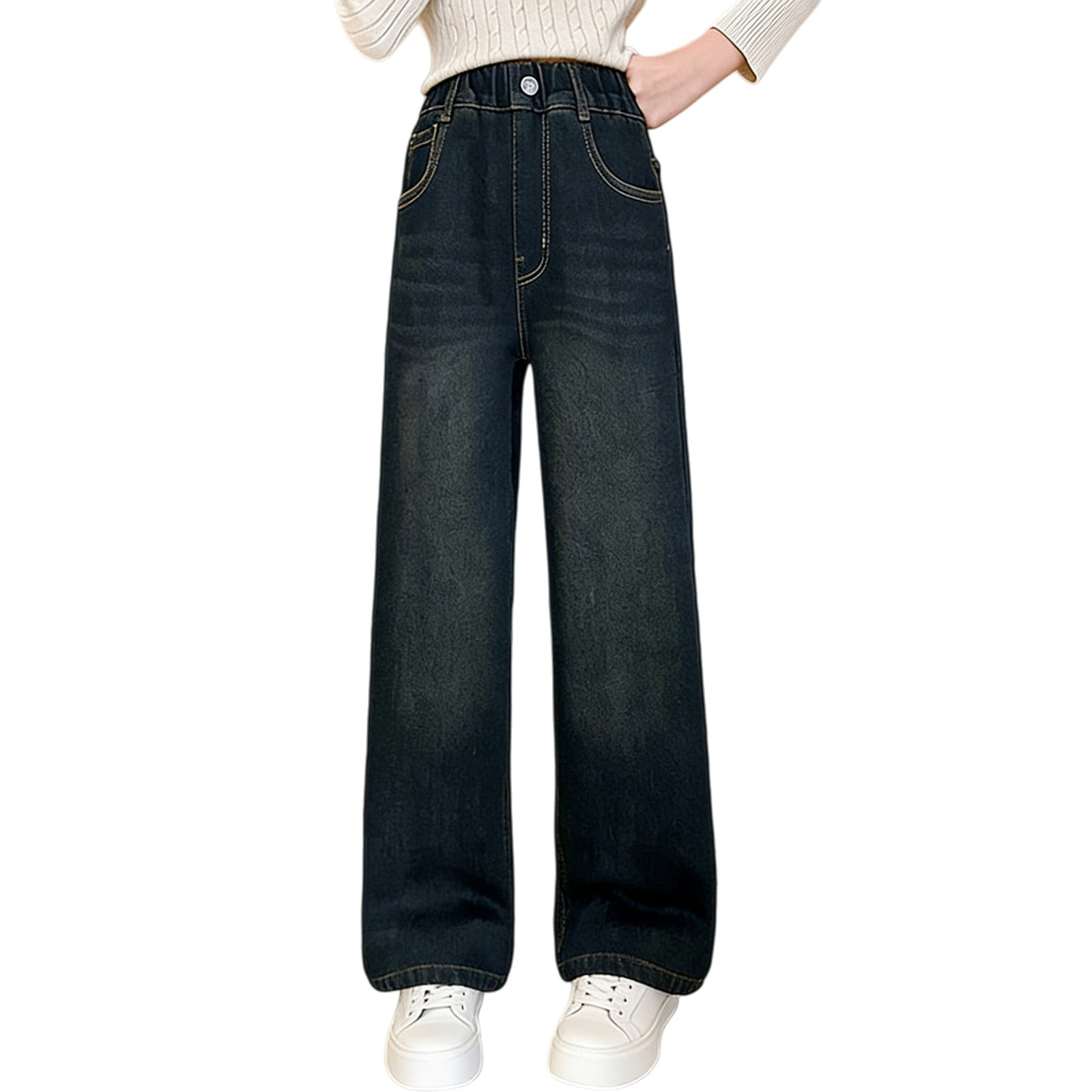 Click here for Ximin Girls Ripped Jeans Baggy Wide Leg High Waist... prices