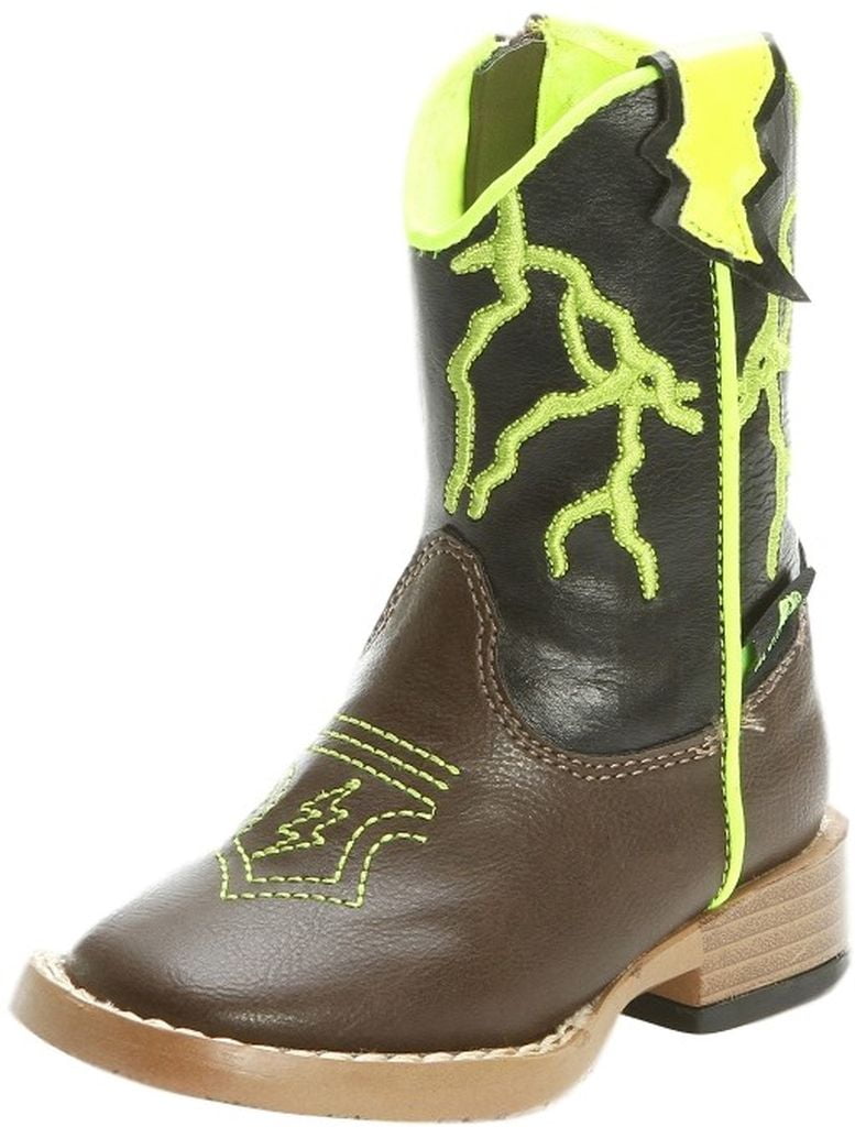 DBL Barrel 4445802-09 Boys Ace Lightning Bolt Zip Boot Square Toe ...