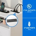 Dextrus 2 Drawer Wood File Cabinet With Charging Station Lock Open Shelves White