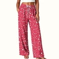 AKOEE Women's Lounge Palazzo Pants with Pockets Graphic Print Wide Leg ...
