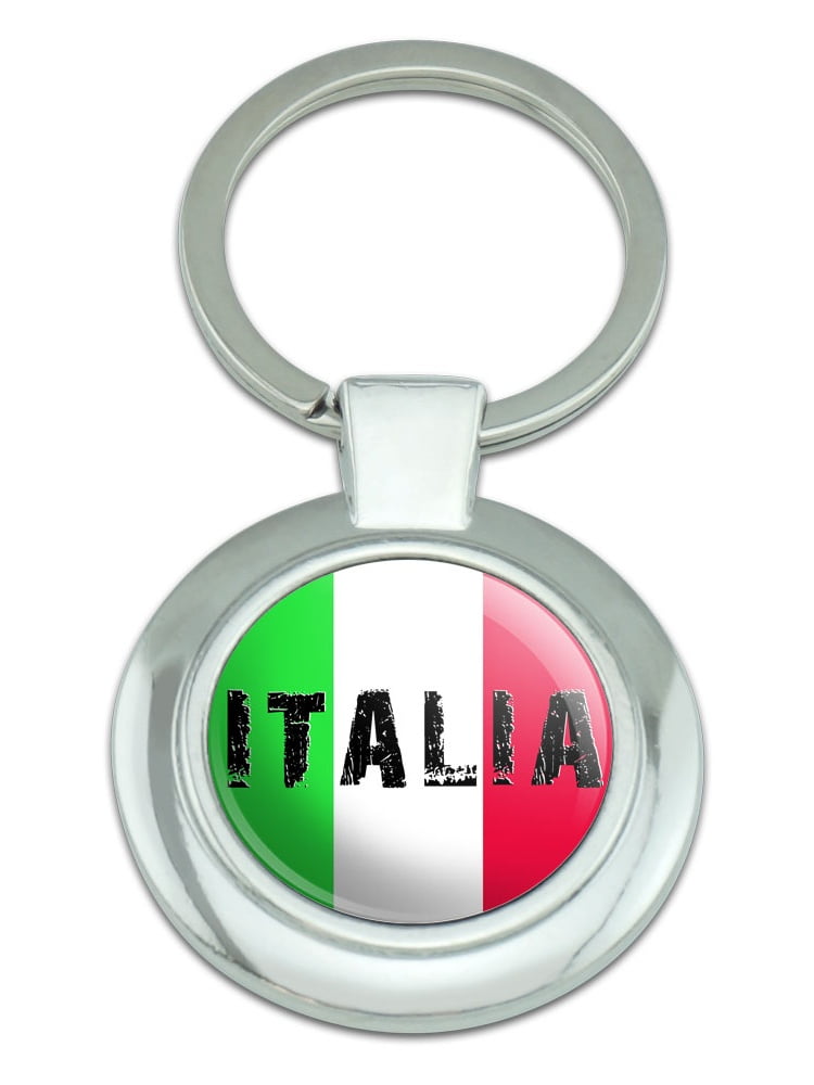 Italia Italy Italian Flag Classy Round Chrome Plated Metal Keychain ...