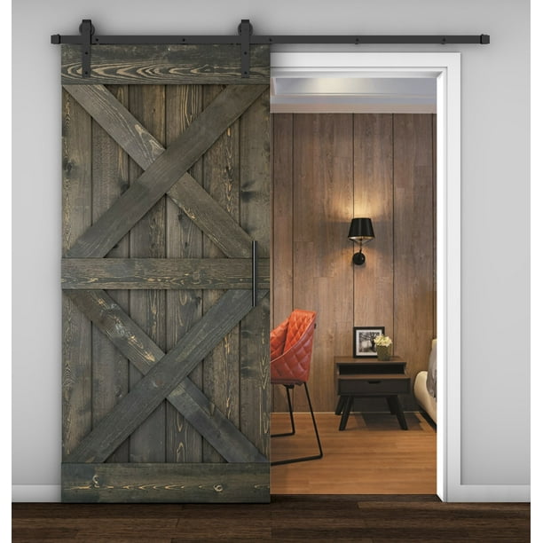 Essencaliy 38in x84in Solid Wood Barn Door, Made-in-USA Farmhouse ...