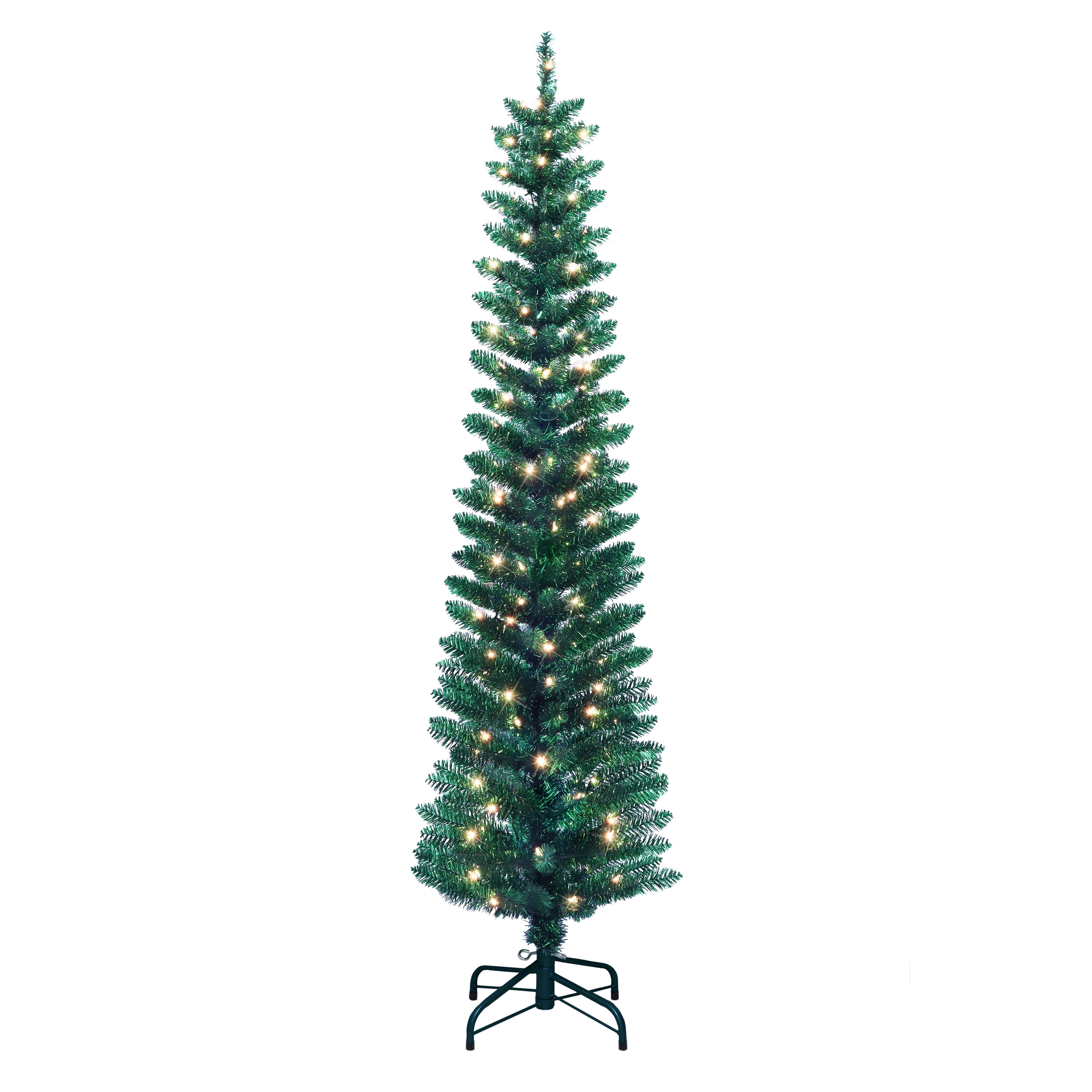 6 ft Pre-Lit Green Tinsel Artificial Tree - Walmart.com