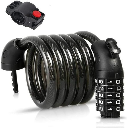 Bike Lock with 5-Digit Code,1.2M/4ft Bicycle Lock Combination Cable ...