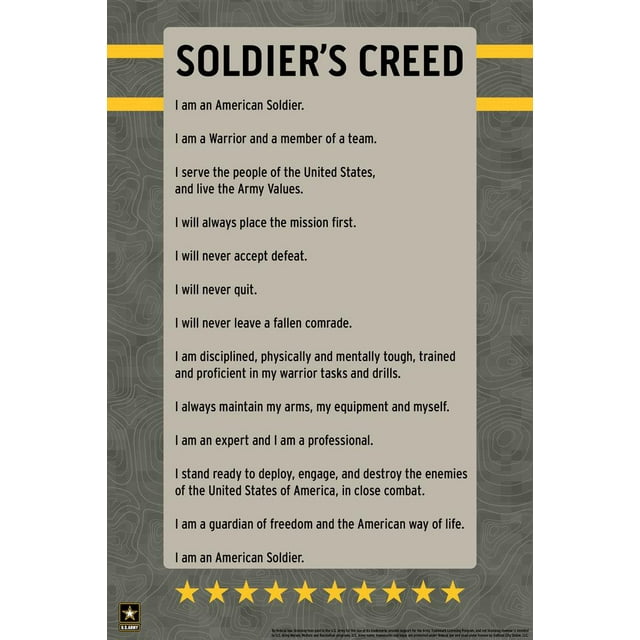 US Army Soldiers Creed I Am An American Soldier USA Army Creed Army ...