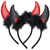Jeexi Adult Halloween Set - Devil Horn Headband, 2 Pack, Red & Black ...