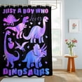 Bathroom Shower Curtain Dinosaurs Purple Dinosaurs on Black Waterproof ...