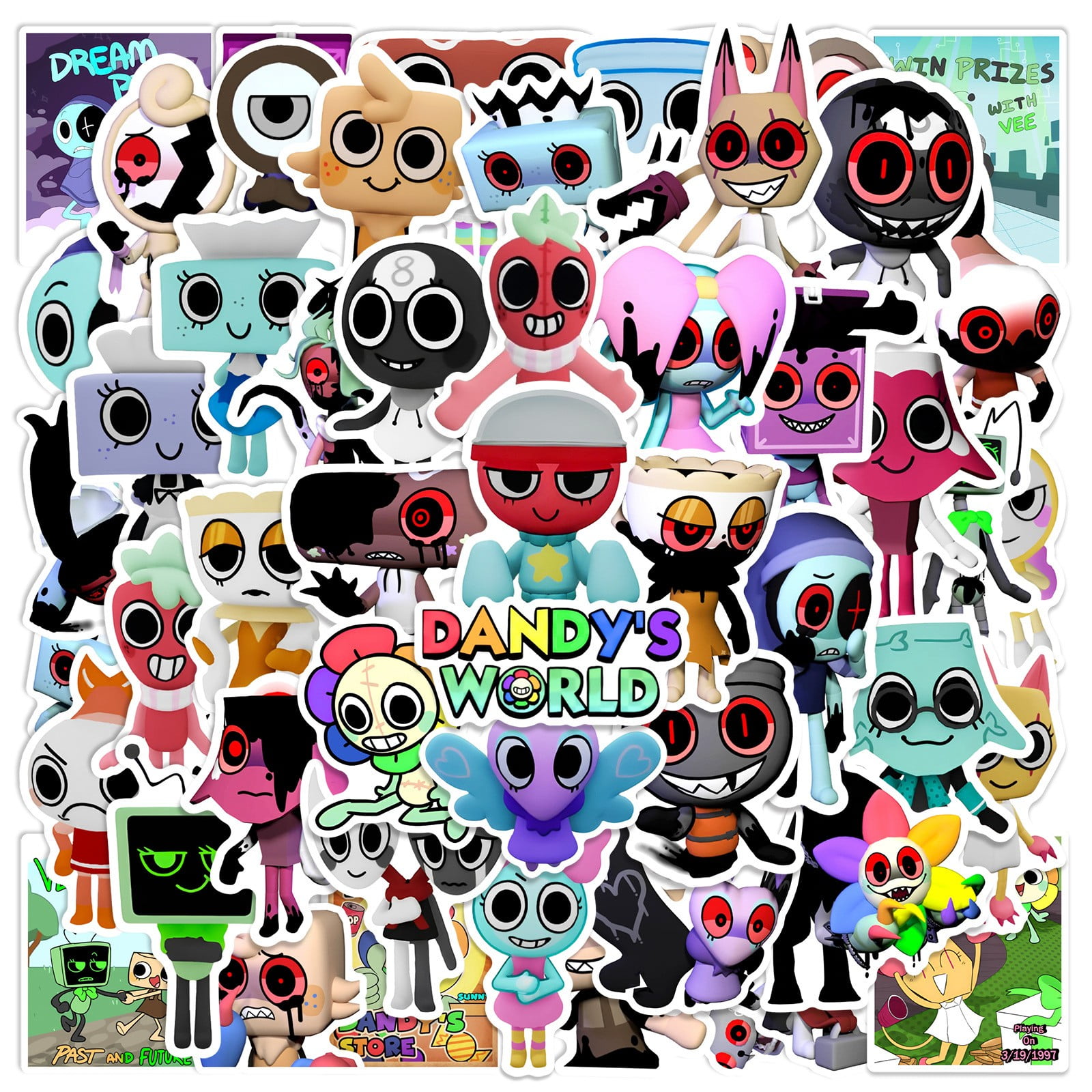 NINGXIAO 50 Pieces Cute Dandy's World Stickers Packs for Laptop Water ...