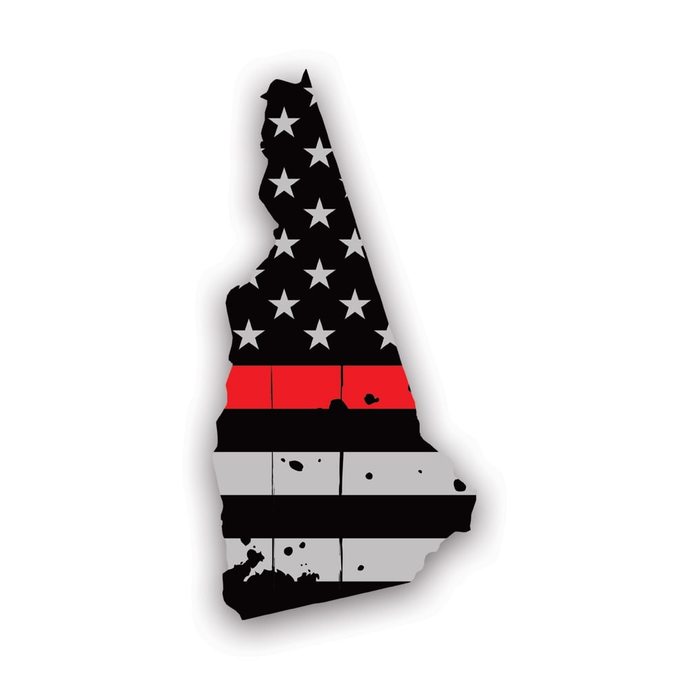 Distressed New Hampshire State Shaped Subdued US Flag Thin Red Line ...