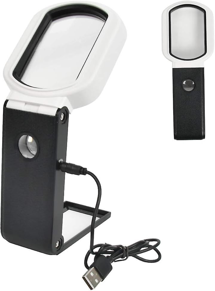 Lupa de mesa con soporte LED 5X 25X, lupa de lectura con luz y soporte ...
