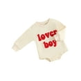 Baby Boy Valentines Day Outfit 3M 6M 12M 18M Sweatshirt Romper Long Sleeve Bubble Onesie Newborn ...