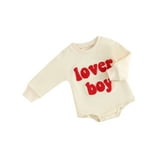 Baby Boy Valentines Day Outfit 3M 6M 12M 18M Sweatshirt Romper Long Sleeve Bubble Onesie Newborn ...