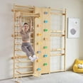 Walnut 9-in-1 Swedish Ladder Wall Gym | Indoor Wooden Climber Activity ...