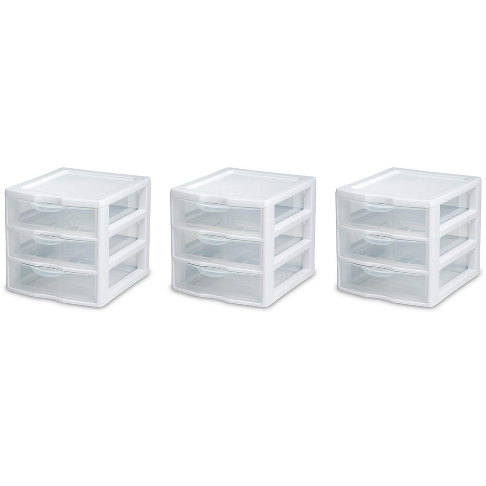 Sterilite Wide Portable Countertop 3-Drawer Desktop Storage Unit, 3 ...