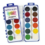 18 Set Bulk Watercolor Paint Pack with Wood Brushes 12 Washable Colors ...