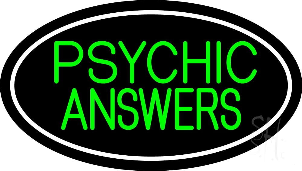 Green Psychic Answers White Border LED Neon Sign 13 x 24 - inches Black ...
