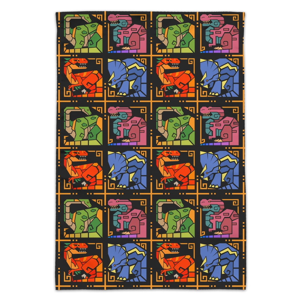 Geometric Dinosaurs Aztec Mayan Style Tyrannosaurus Triceratops ...