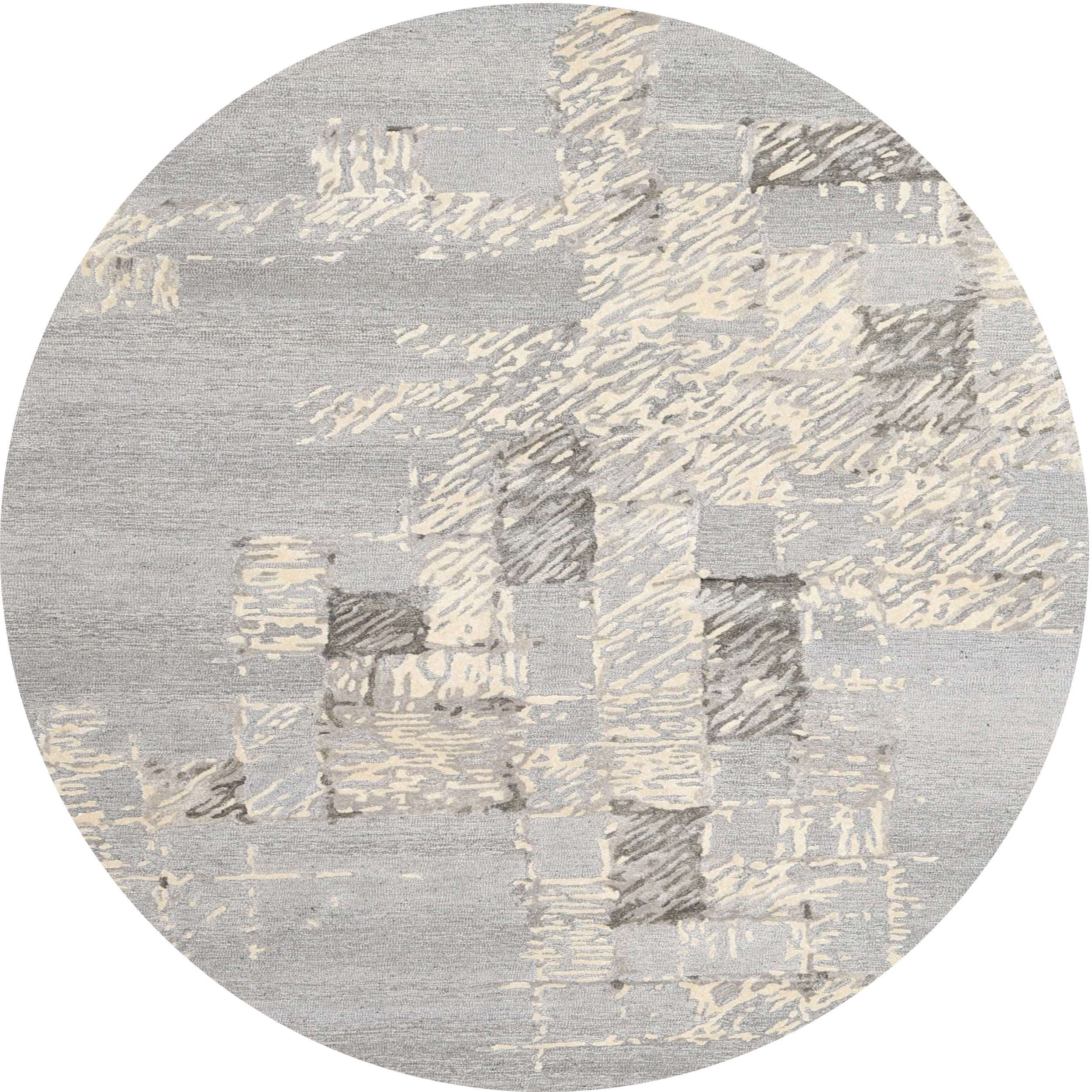 Ahgly Company Indoor Round Contemporary Dark Gray Abstract Area Rugs, 8 ...