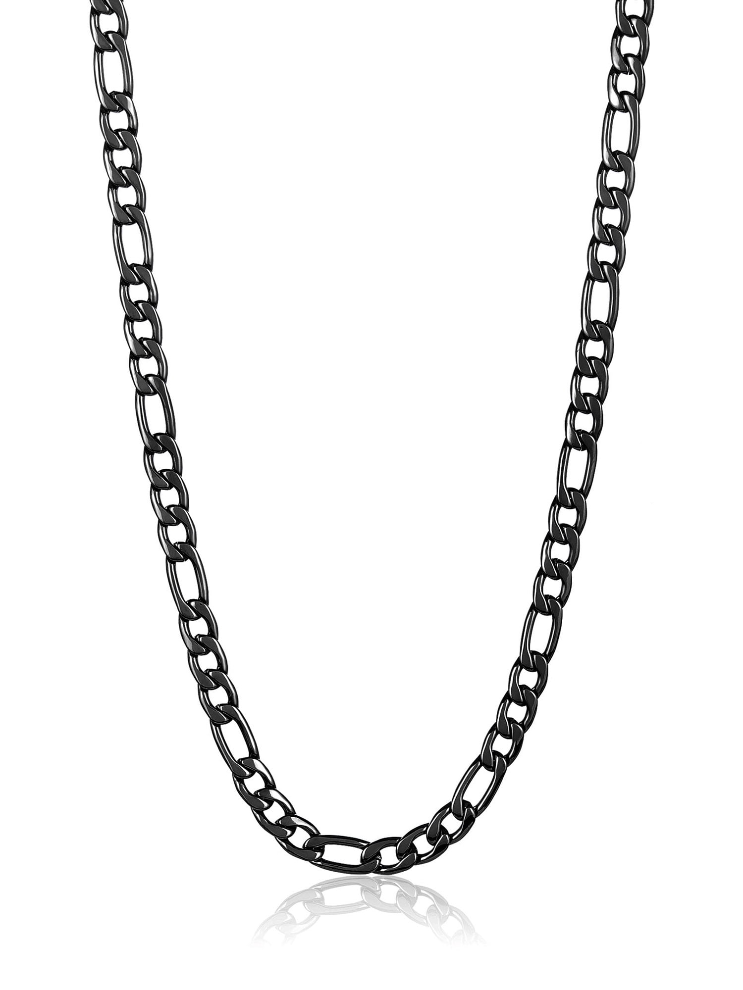 Coastal Jewelry Black Plated Stainless Steel Figaro Chain 24 Inches ...