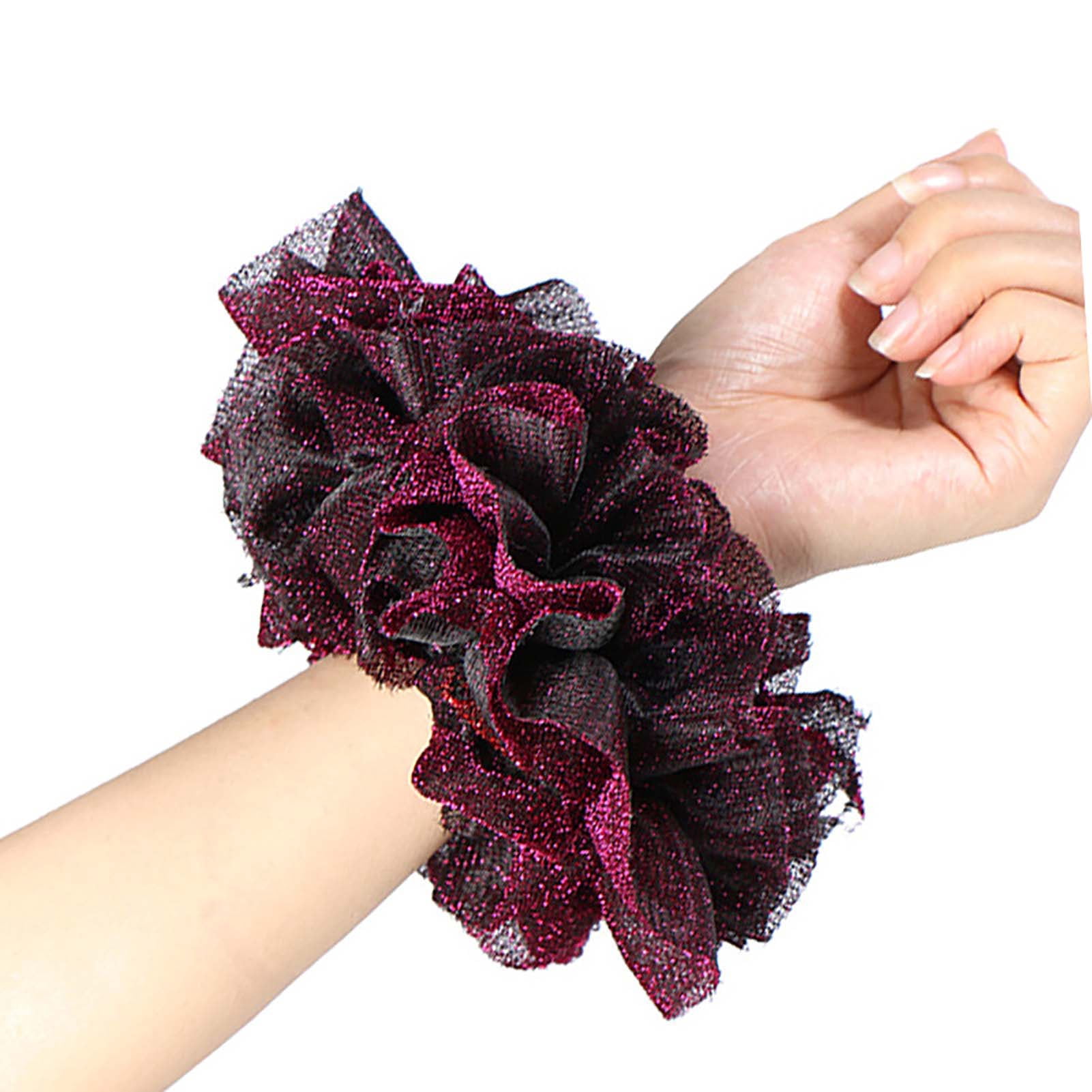 Jangslng Flower Shape Hair Tie High Elastic Headwear Big Shining Hair ...