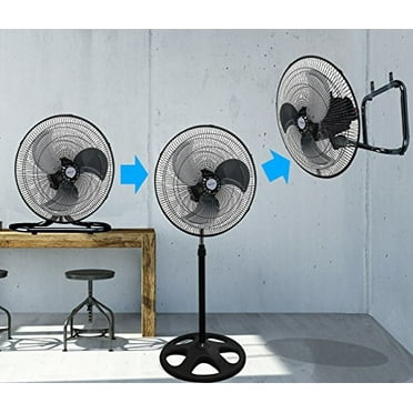 Vie Air 18" High Velocity Stand 3-Speed Fan, Model VA-18PB, Black ...