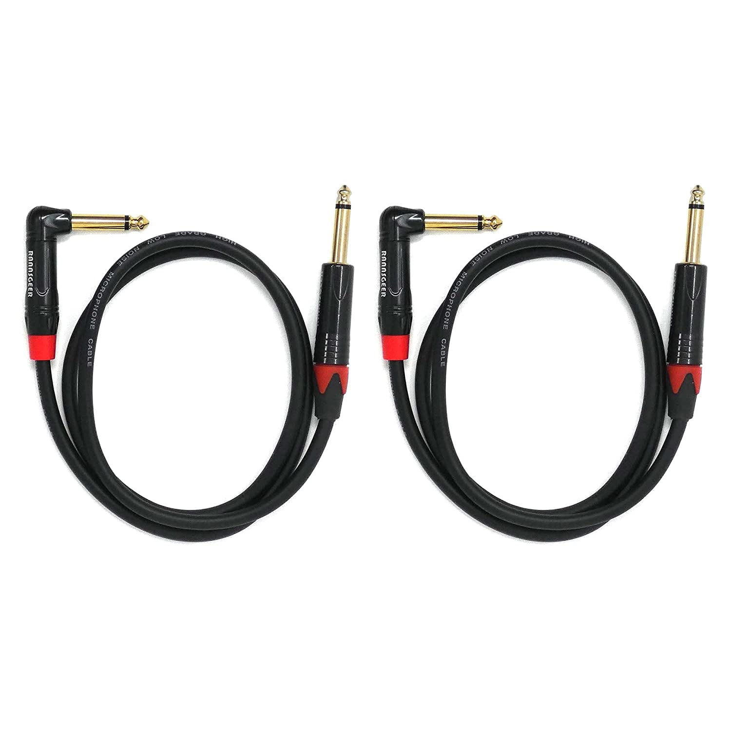 Rannsgeer 2 Pack 1/4 Inch TS Right Angle to TS 3 Feet Cable (3 Ft 2 ...