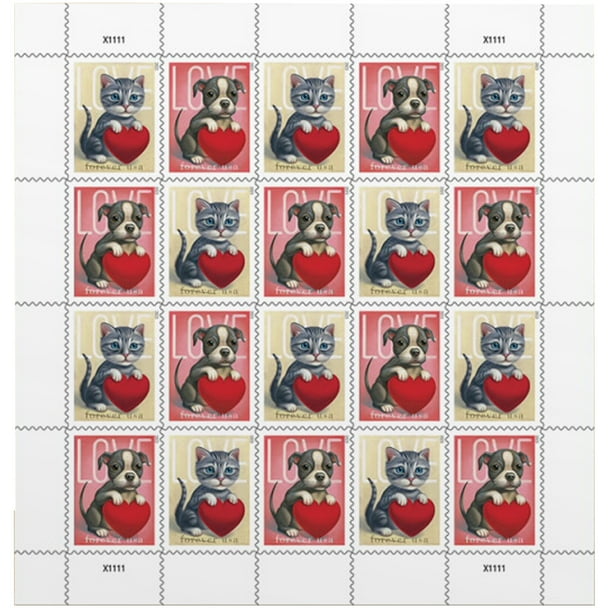 Love 2023 USPS Forever Postage Stamps 1 Sheet of 20 US Postal First Class Valentine Dog Cat Pet ...