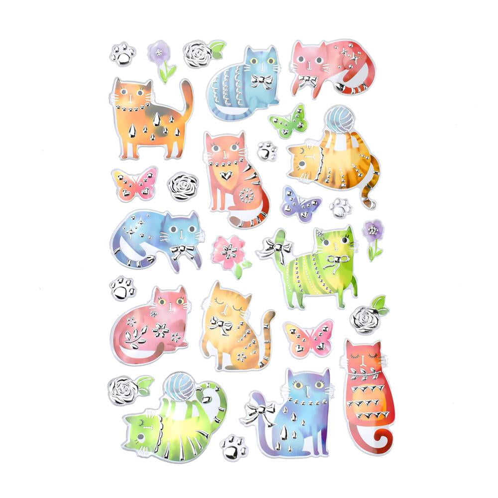 Fuzzy Kitty Foil Fun Stickers, 28-Piece - Walmart.com