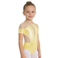 Aislor Girls Gymnastics Leotard Ballet Dance Short Sleeve Metallic ...