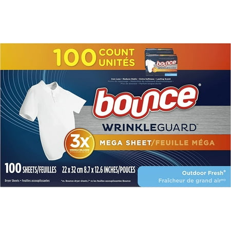 Bounce WrinkleGuard Mega Dryer Sheets, Fabric Softener and Wrinkle ...